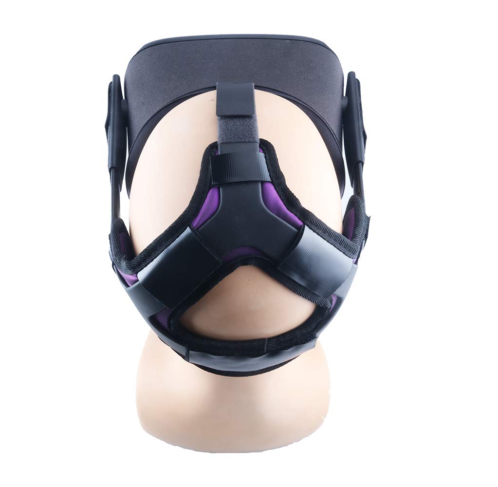 MASiKEN Silicone Face Mask Cover & Head Strap Pad Cushion for Oculus Quest Headset Accessories with PU Leather & Reduce Head Pressure (Purple)