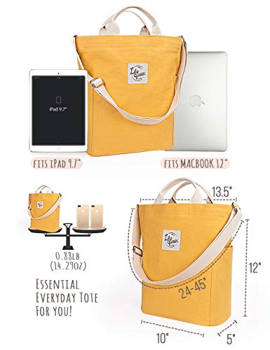 Lily queen Women Canvas Tote Handbags Casual Shoulder Work Bag Crossbody (Yellow)