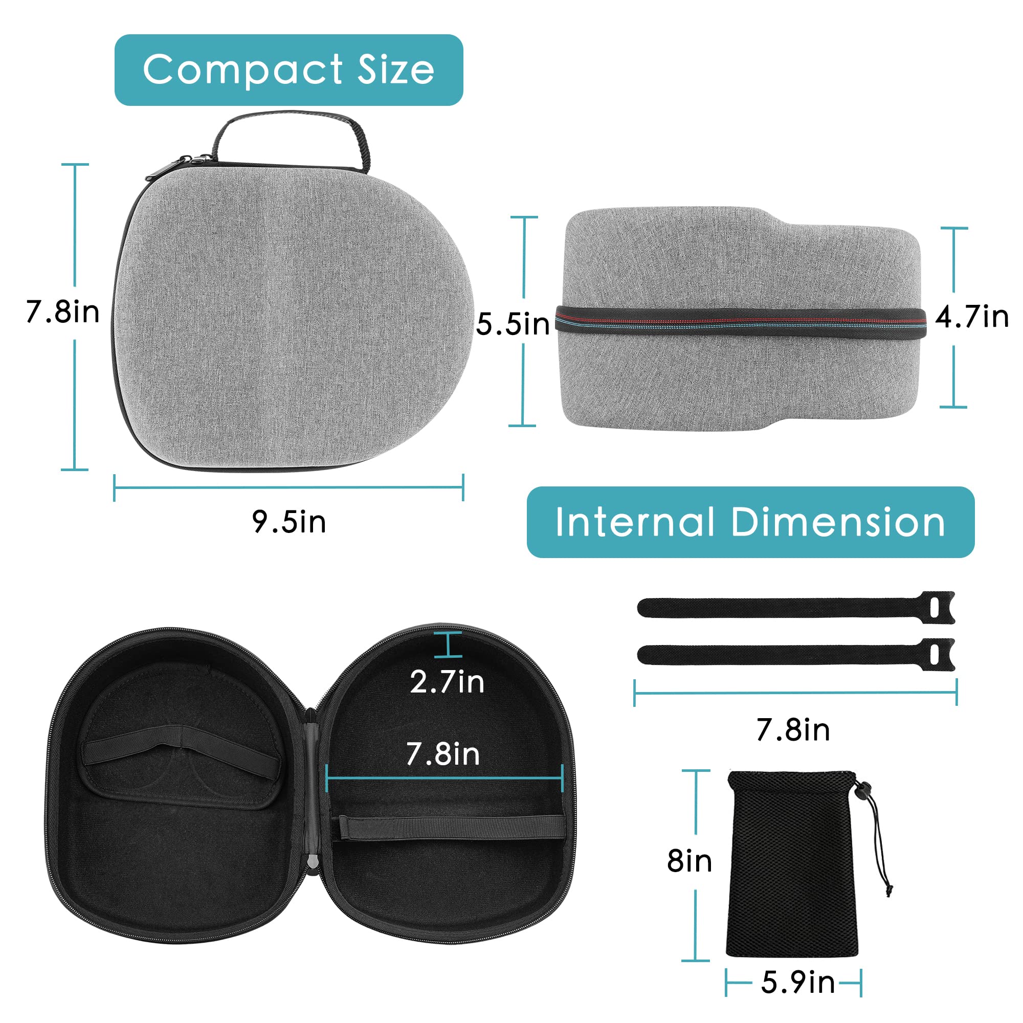TPCY VR Carrying Case Compatible with Quest 2, Quest,Protect Quest VR Gaming Headset and Controllers Accessories (CASE ONLY) (Gray)