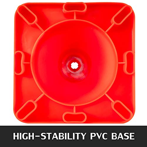 VEVOR 12Pack 18" Traffic Cones, Safety Road Parking Cones PVC Base, Orange Traffic Cone with Reflective Collars, Hazard Construction Cones for Home Traffic Parking