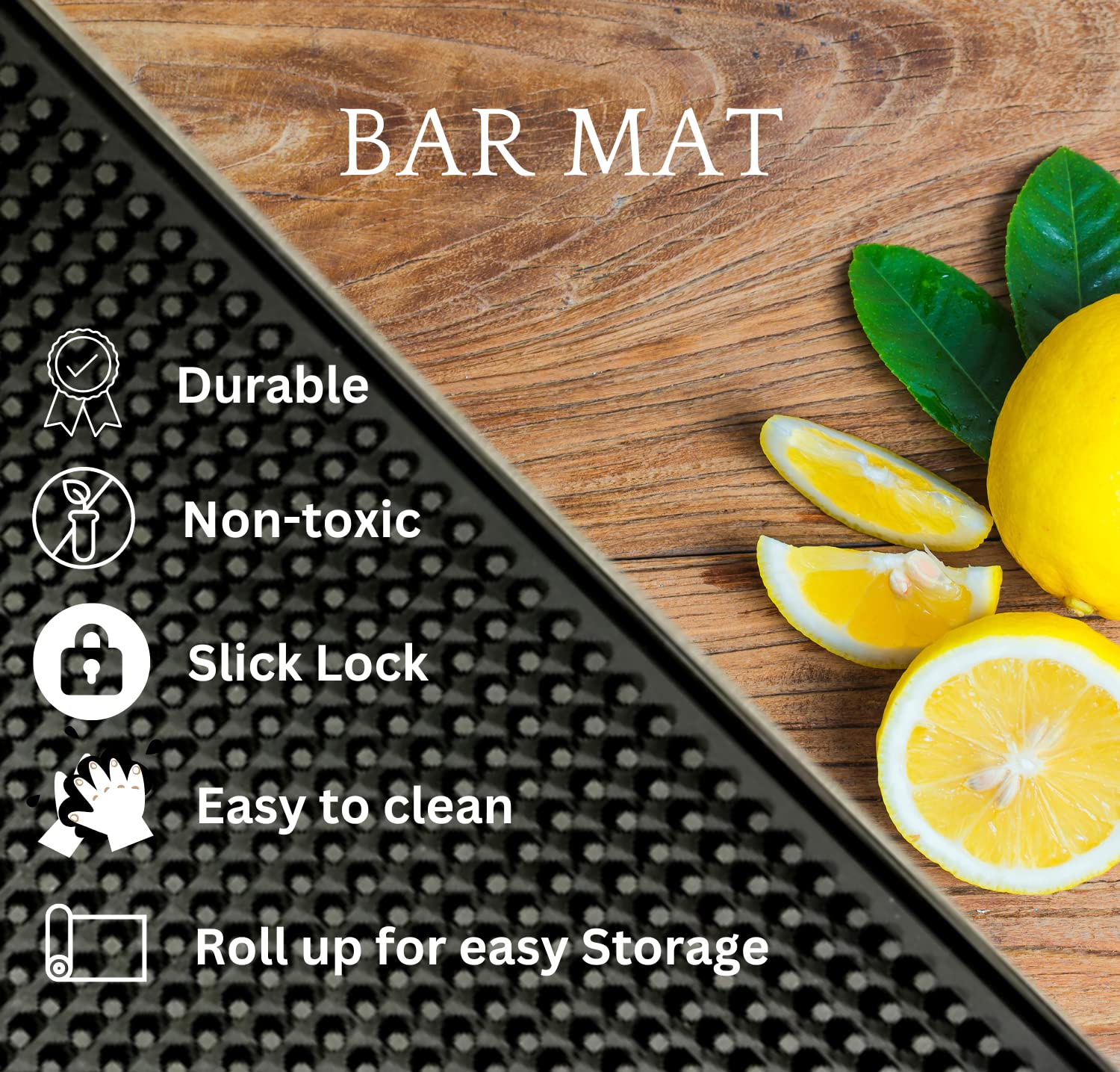 SYOLOS 1 piece Premium Bar Mat 18 x 12 inches - Versatile and Durable Bar Mats for Countertop, Coffee Bar Mat, Glass Drying Mat - Non Toxic Bar Spill Mat