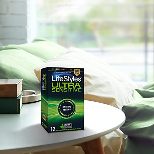 LifeStyles Ultra Sensitive Natural Feeling Lubricated Latex Condoms, 12 Count (Packaging May Vary)