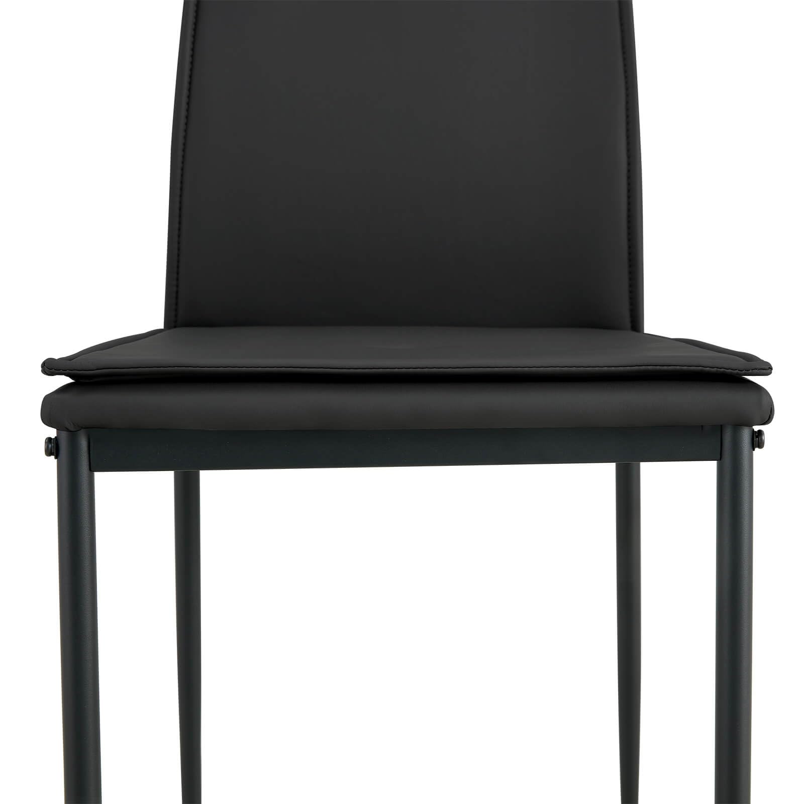 Lestar Dining Chair Set of 4, Faux Leather Upholstered Dining Chairs Comfortable High-back Design for Kitchen Furniture (Black/Grids Pattern)