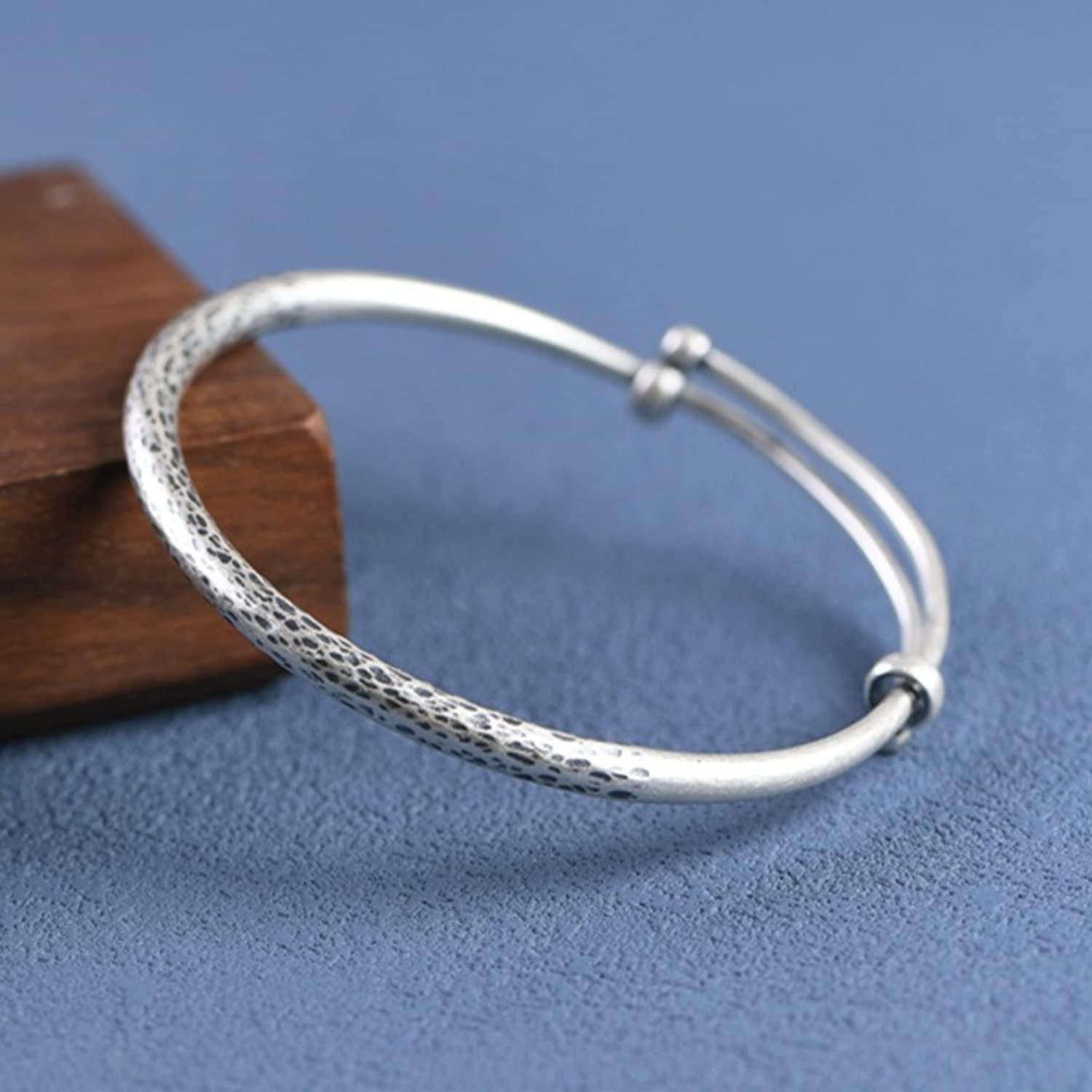 Solid 999 Sterling Silver Hammered Bangle, Customized Hammered Bracelet- Christmas Gift for Mom, Women, Sister, Girlfriend, Her ,Best Friend