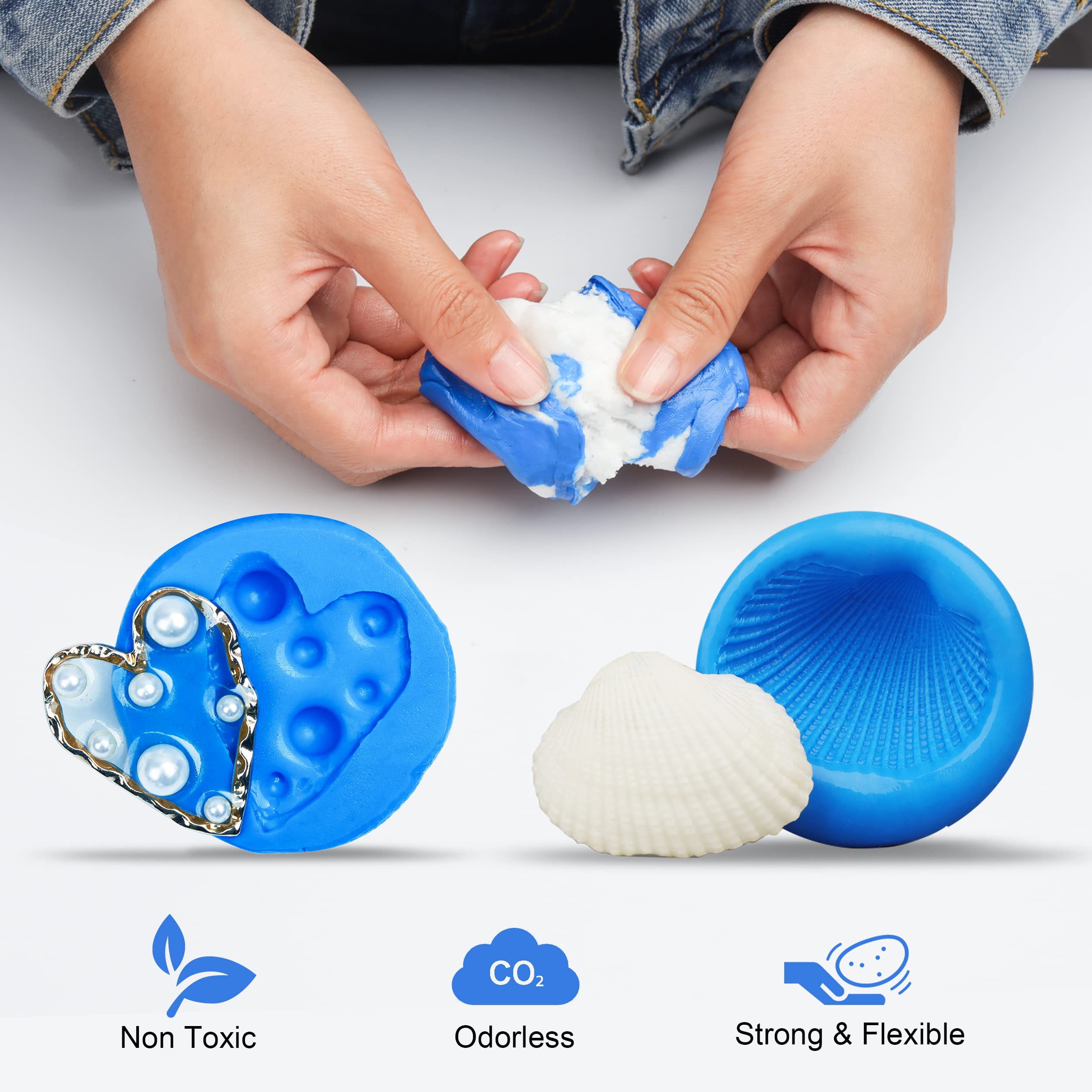 LET'S RESIN Silicone Putty,1LB/40A Silicone Mold Making Kit, Non-Toxic,Strong&Flexible, Easy 1:1 Mixing Ratio for Reusable Silicone Molds, Resin Molds, Soap