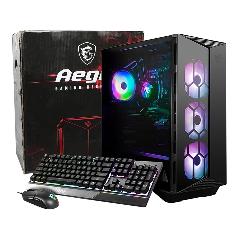MSI Aegis RS Gaming Desktop: 13th Gen Intel Core i7-13700F Processor; NVIDIA GeForce RTX 4070 Ti 12GB GDDR6, 32GB DDR4 RAM, 2TB NVMe SSD + 2TB HDD, WiFi 6, Gaming Keyboard and Mouse, Windows 11