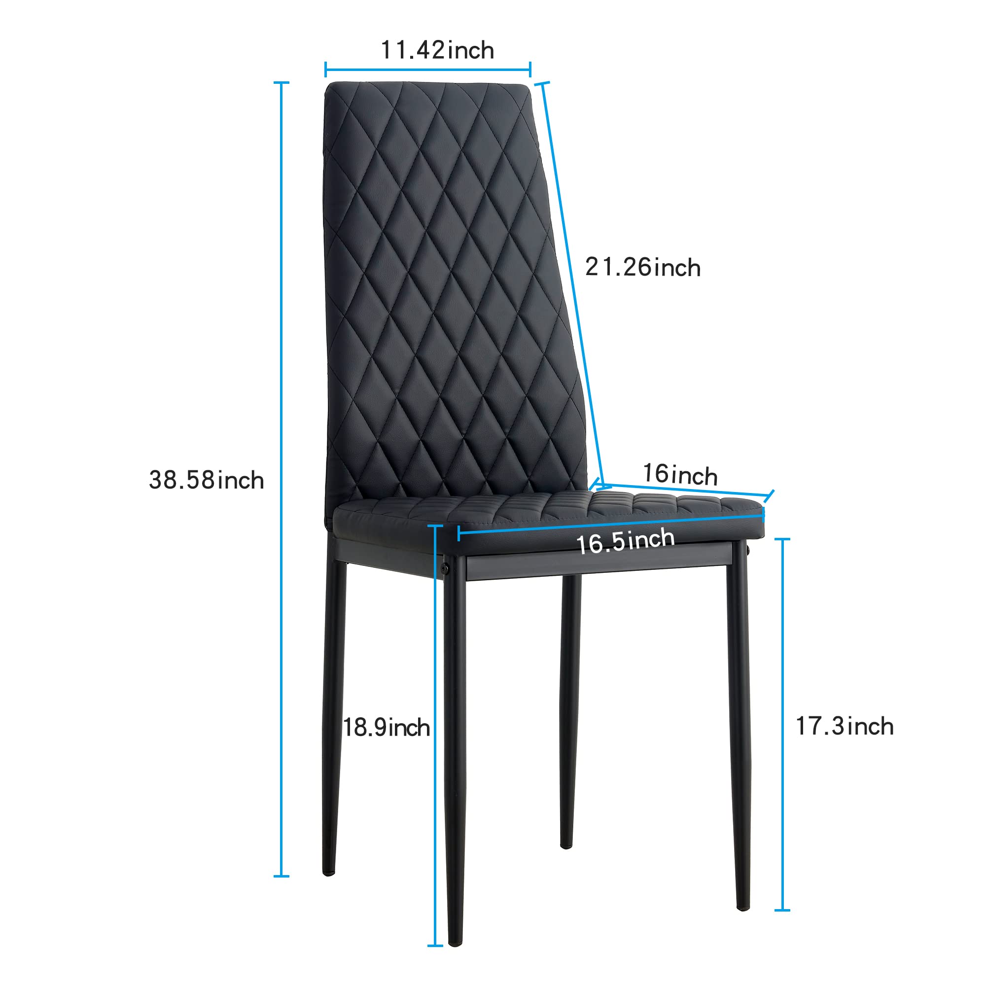 LIADTOP Set for 6, PU Leather Set of 6 Living, Modern Upholstered Side Chairs with Stable Metal Legs,for Dining Room, Kitchen, Restaurant,Black