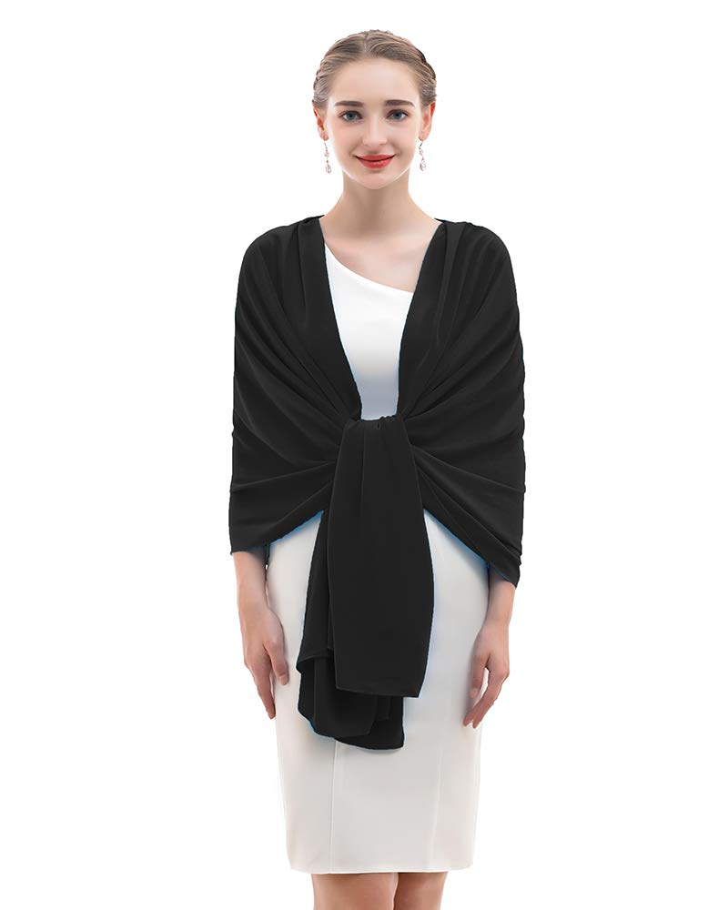 olyrjie Chiffon Shawl Womens Wrap for Evening Dress Wedding Scarf Fashion Pashmina Black