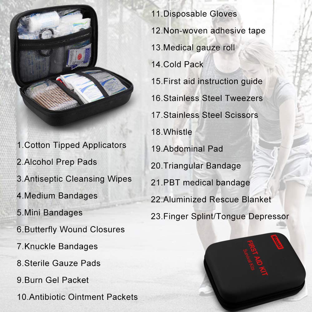 Monoki First Aid Kit, 201 Pcs Emergency Medical Supplies Safety First Aid Kit for Home, Office, School, Car, Boat, Travel