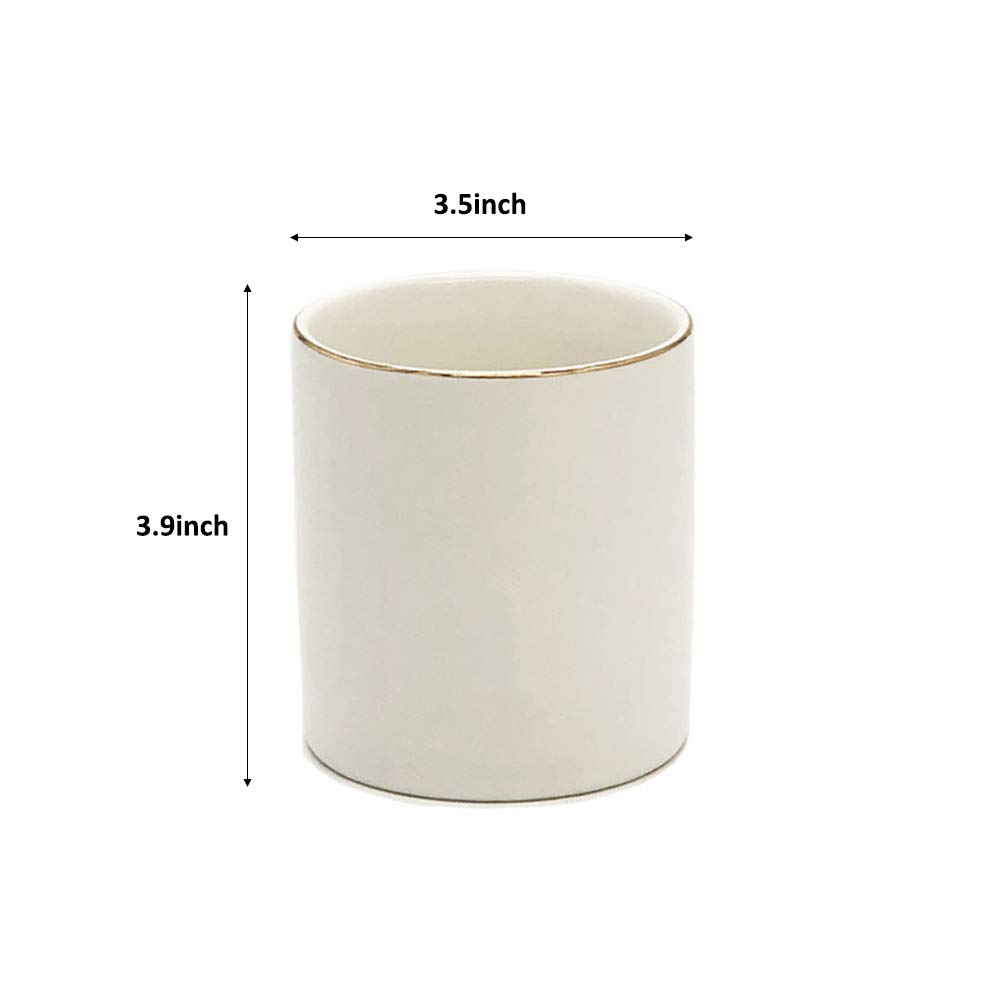 LifePassion Pen Holder for Desk Pencil Holder Ceramic Cute Desktop Organizer Brush Holder Cup, White