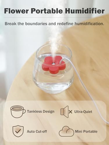 Small Flower USB Humidifier, Creative Cute Atomization Mist Maker, Simple Mini Ultrasonic Fogger, Personal Portable Waterproof Air humidifier for Home Bedroom Office Desk (Blue)