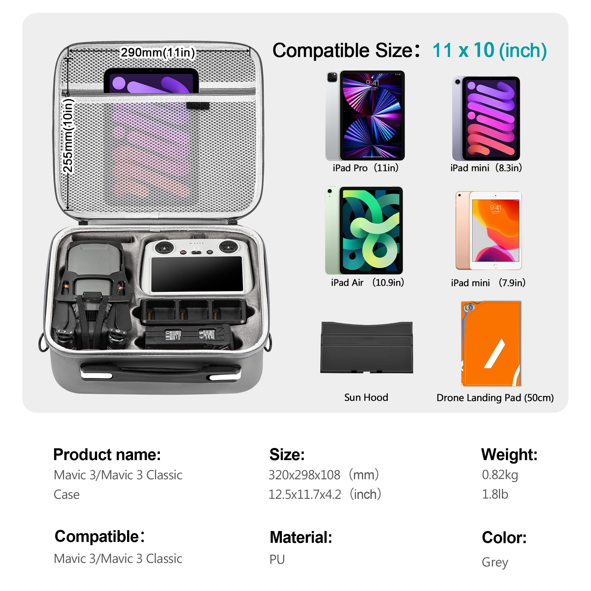 Tomat Mavic 3/Mavic 3 Classic Pro Carrying Case, Portable Travel Bag for DJI Mavic 3 Classic Accessories Compatible RC/RC-N1