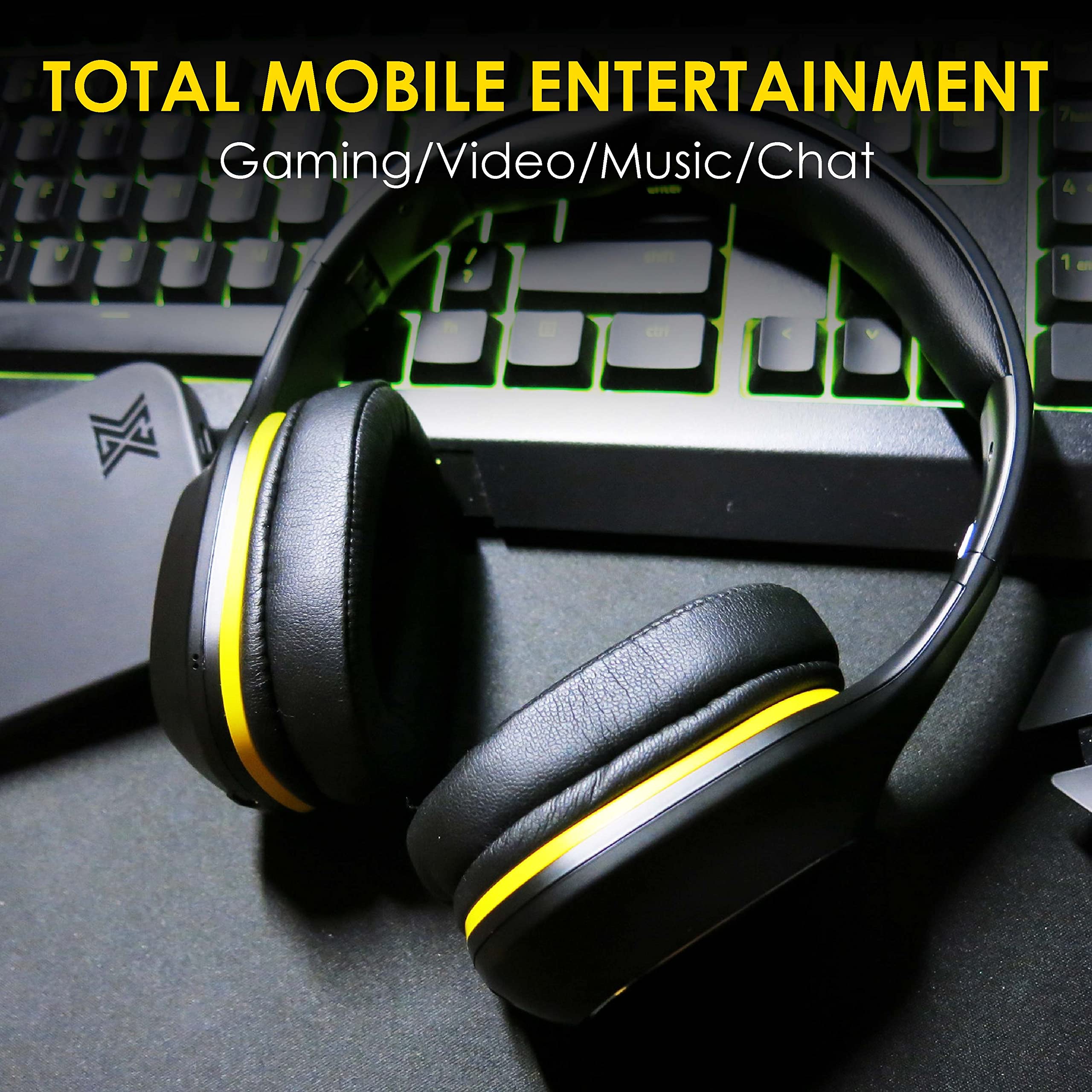 MGC Nomad Bluetooth Gaming Headset, Wireless/Wired Gamer Headphone, 24-Hour Battery Life, Over Ear Design, Superior 3D Game Sound, Low Latency, HD Microphone, PC/Mobile/Laptop/Console Gaming Systems