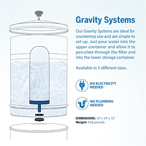 ProOne Big+ Stainless-Steel Gravity Water Filter System, 3-Gallon Water Capacity, Countertop Water Dispenser for Home, Camping, and Travel