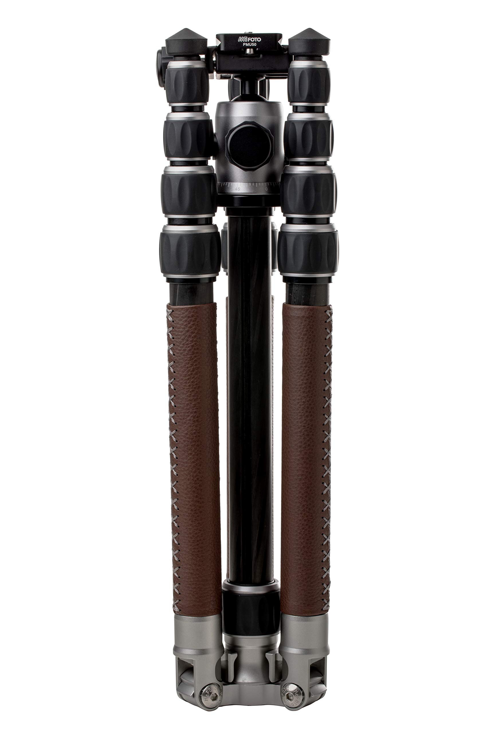 MeFoto RoadTrip Classic CF Leather Edition Lightweight 61.6" Carbon Fiber Tripod/Monopod, w/Case, Twist Locks, Dual Action Ballhead w/Arca Swiss Plate - Titanium (C1350Q1TL)