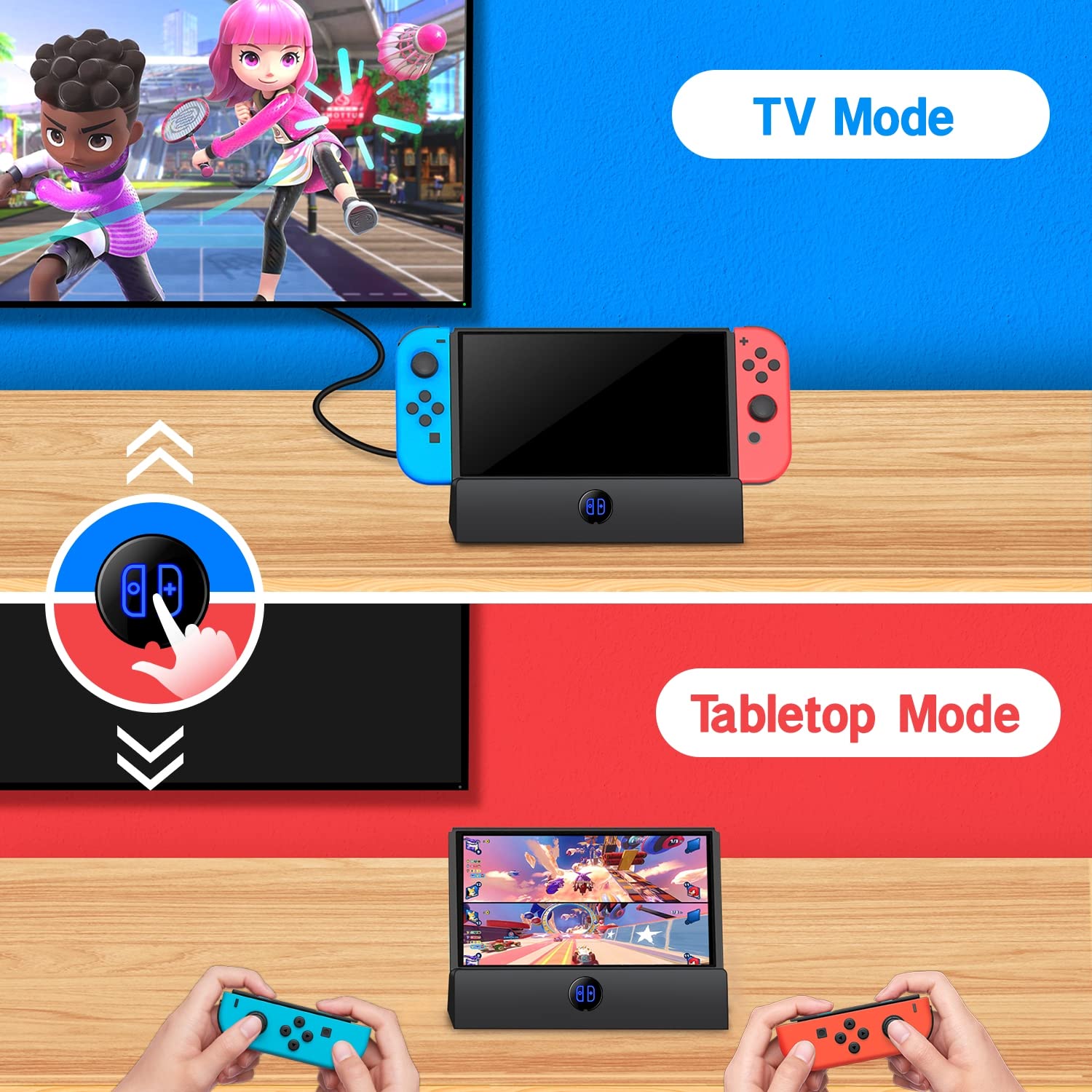Switch Dock, Switch Docking Station Replacement for Nintendo Switch Dock, 6-in-1 Switch Dock, 1000Mbs LAN Port, Charging Port, HDMI Port, USB 3.0 2.0, Portable Switch TV Dock Travel Dock for Nintendo