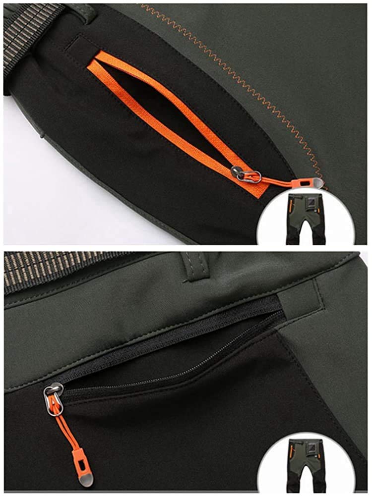 Men's Snow Ski Hiking Pants Waterproof Windproof Fleece Lined Reinforced Knees Winter Work Pants with Zipper Pocket (Dark Grey,M)