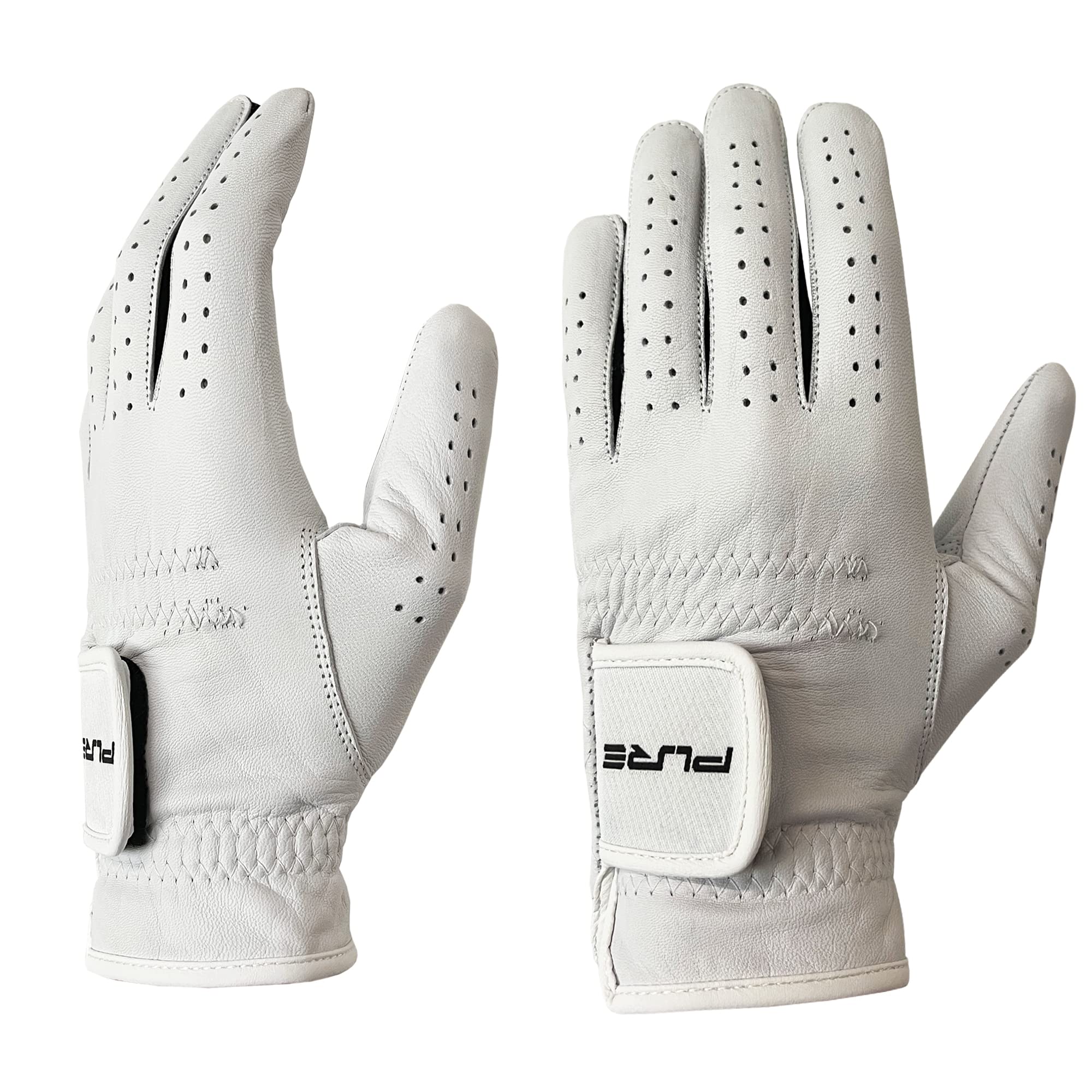 Pure Premium Leather Golf Glove - Single Gloves for Left Right Handed Golfer (White, X-Large, Left)