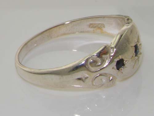 LetsBuyGold 925 Sterling Silver Natural Sapphire Womens Band Ring - Sizes 4 to 12 Available