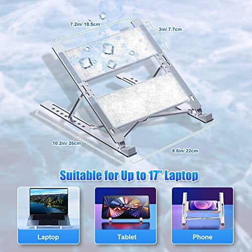 NORMIA RITA Semiconductor Laptop Cooling Stand, 3S Fast Cooling Foldable Laptop Cooler with Refrigeration Plate, Portable Gaming Laptop Cooling Pad for Desk with 8 Heights Adjustable