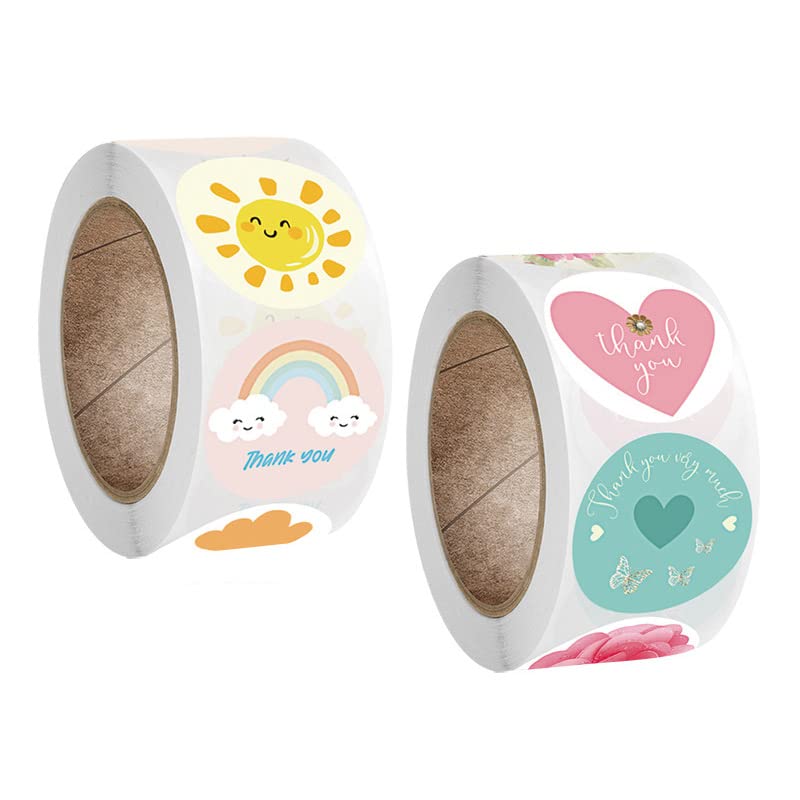 Thank You Stickers Rolls, 1000Pcs 1 Inch Thank You for Supporting My Small Business Envelope Seals (B)