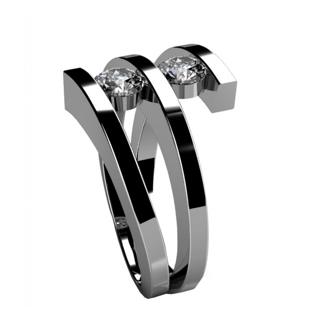 Madina Jewelry 0.60 ct Two Round Cut Diamonds Anniversary Ring in 14 kt White Gold In Size 5.5
