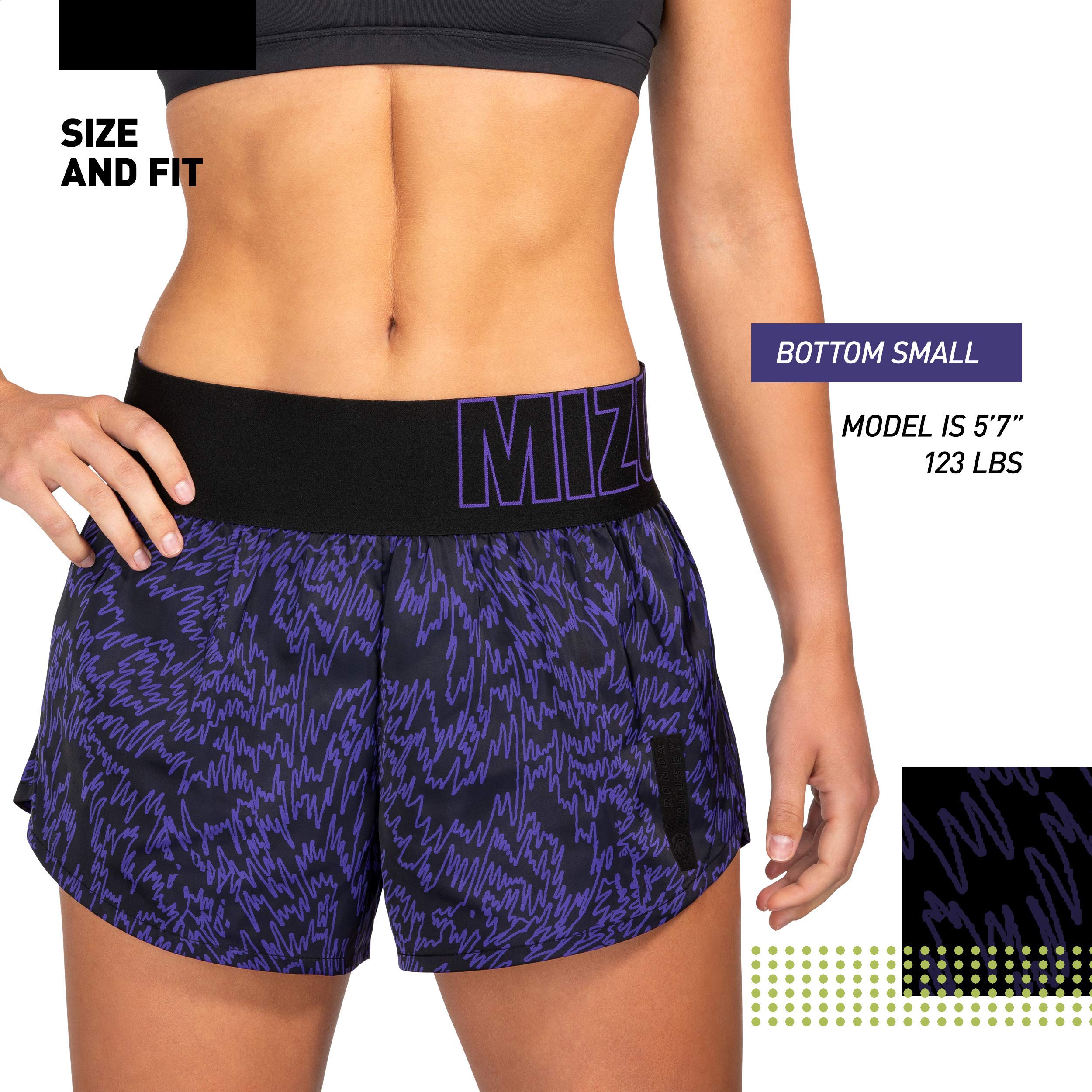 Mizuno Women's Gym Shorts by x Ronda Rousey, Judoka Short, Martial Arts Athletic Shorts, Black, Large