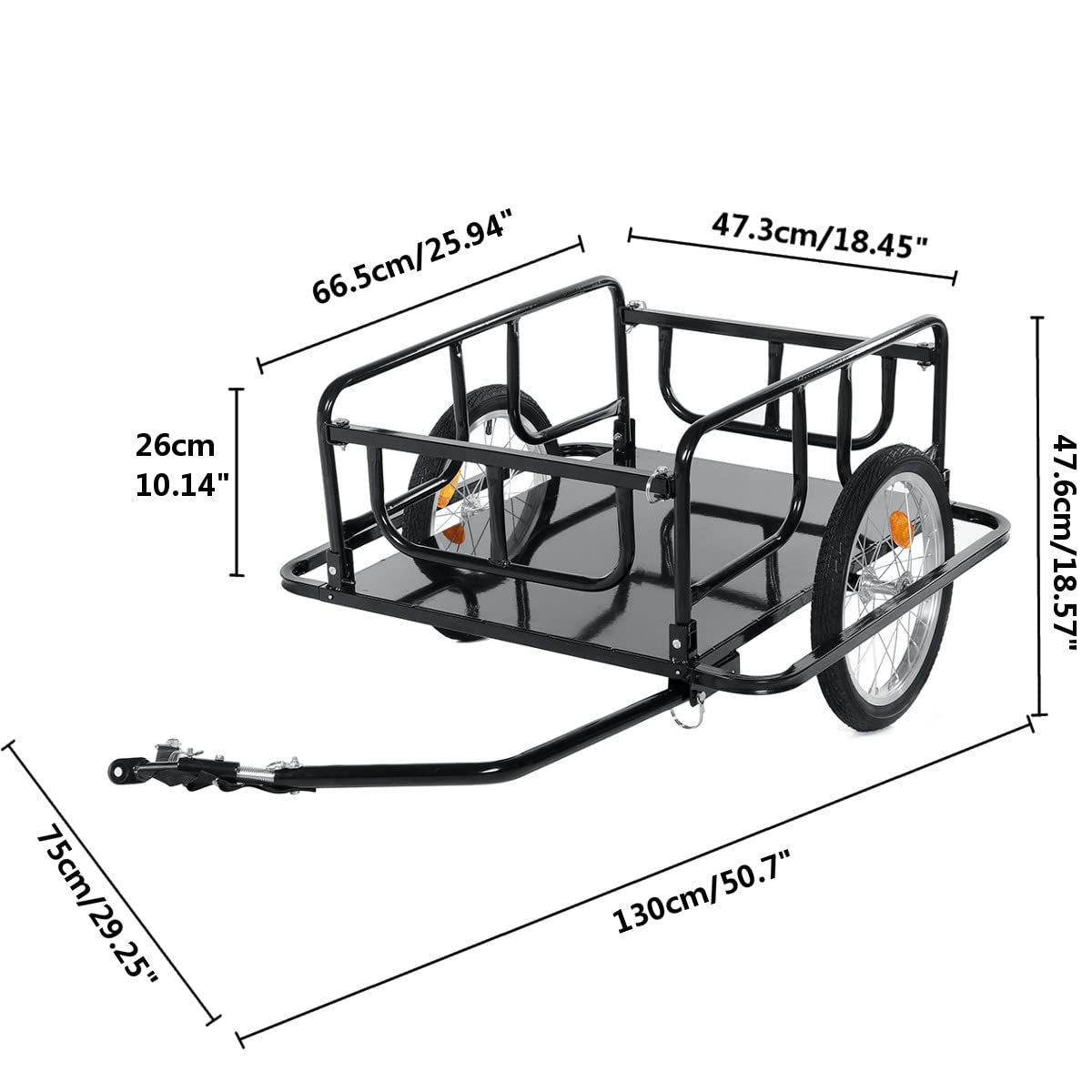 Sefzone Bike Trailer Cargo Foldable 143 lbs Max Load with 2x16'' Inflatable Wheels, Aluminum Bicycle Cargo Trailer w/Hitch for Carrying Stuff, Luggage, Plants, Tools