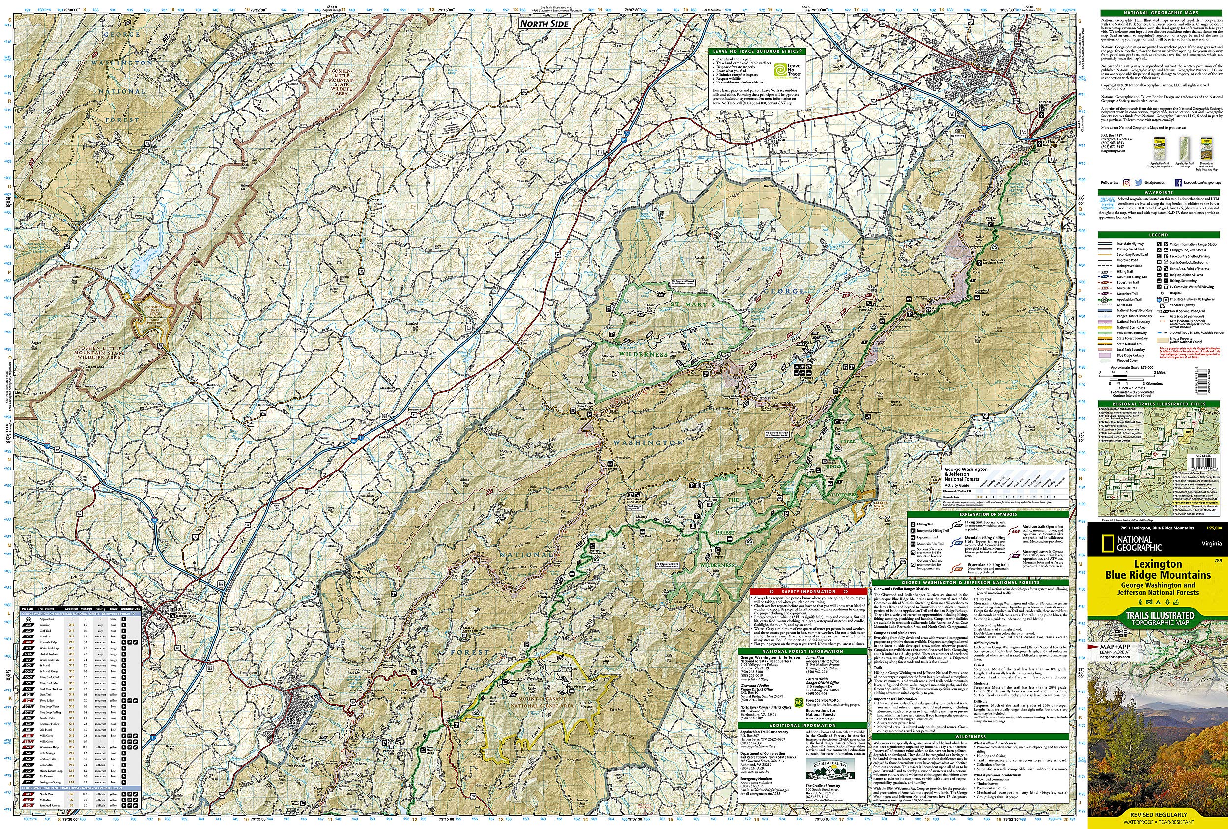 Lexington, Blue Ridge Mts Map [George Washington and Jefferson National Forests] (National Geographic Trails Illustrated Map, 789)