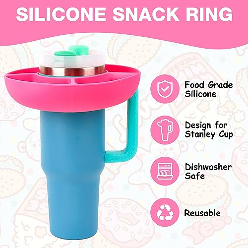 YUBIRD Snack Ring for Stanley Cup, Snack Tray for Stanley Cup 40 Oz, Silicone Snack Bowl Compatible with Stanley 40 Oz, Snack Holder for Stanley Cup (Pink)