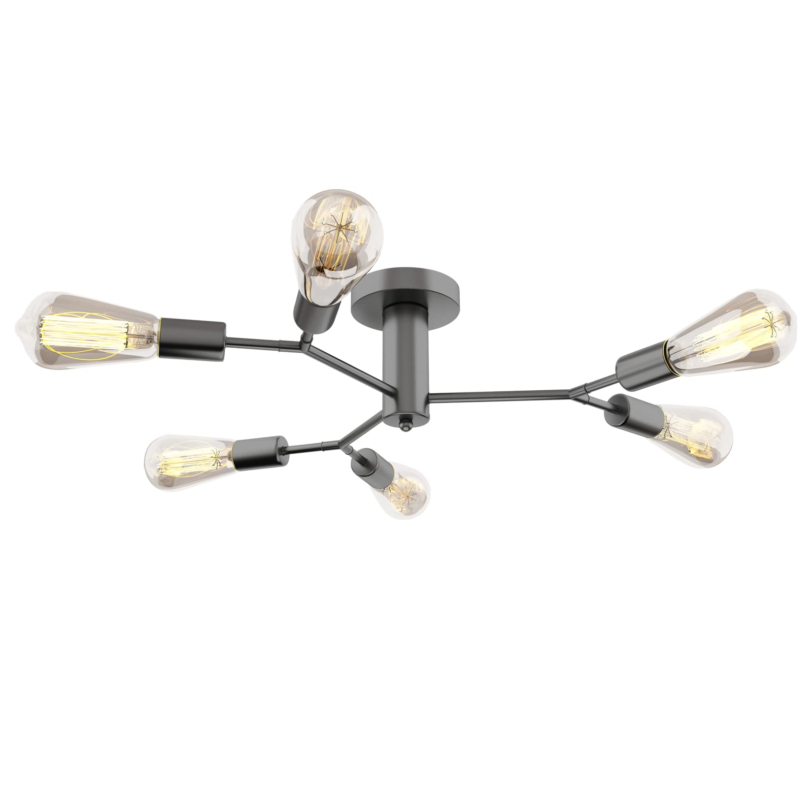 lightgor 6-Light Indoor Semi Flush Mount Ceiling Lights, Farmhouse Black Light Fixtures Ceiling Mount, Stylish Ceiling Lighting for Kitchen Entryway Bedroom Foyer