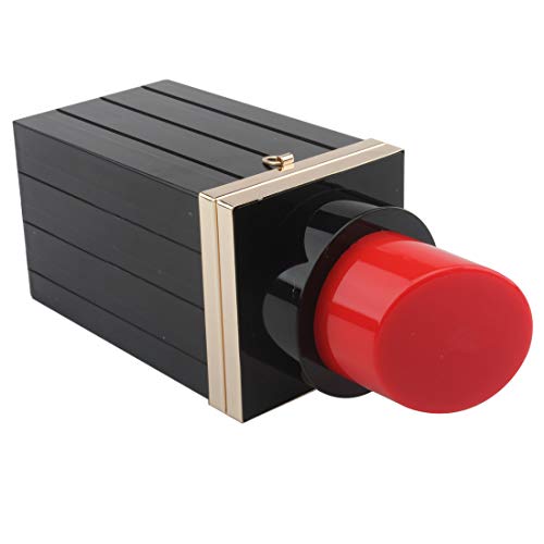 LETODE Women Acrylic Black Lipstick Shape Evening Bags Purses Clutch Vintage Banquet Handbag-black