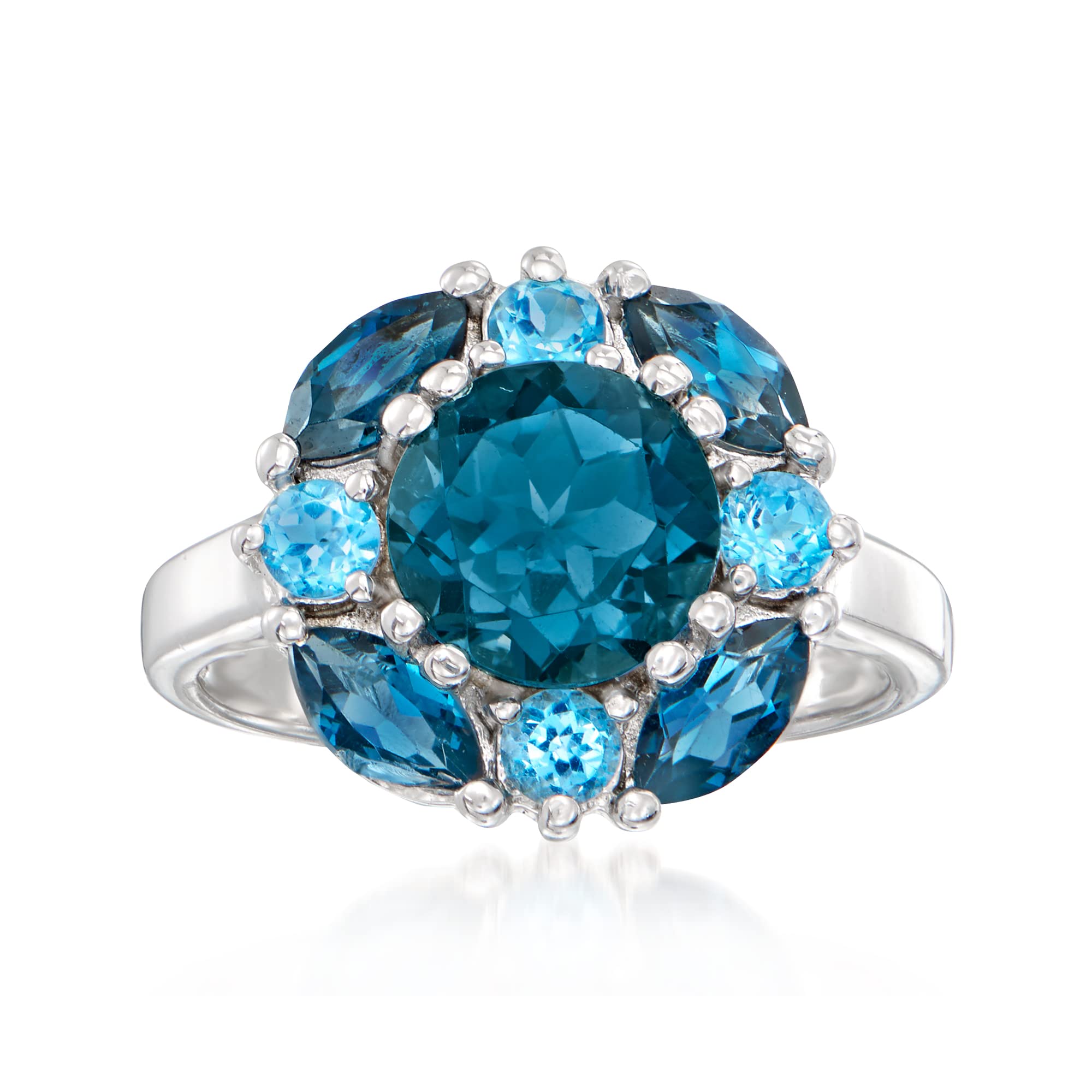 Ross-Simons 4.10 ct. t.w. London and Swiss Blue Topaz Ring in Sterling Silver. Size 9