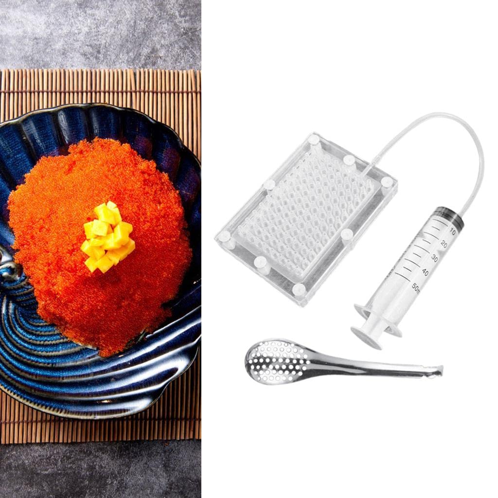 Prettyia Professional Molecular Gastronomy Caviar Maker Gourmet Dispenser Caviar Filter Spherification Dropper with Tube & Spoon Tools