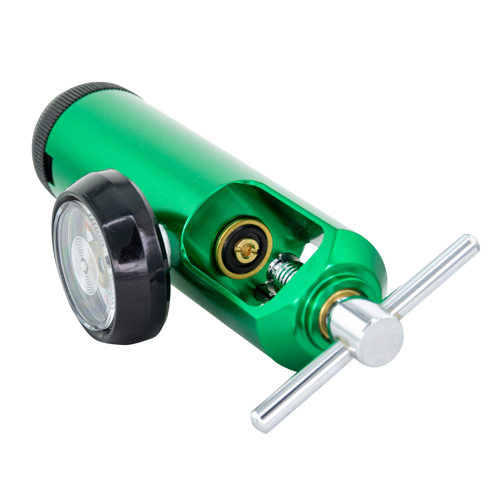 LINE2design First Aid Oxygen Cylinders Uni-Body Regulator Anodized Aluminum, Latex Free, 0-15 Liters - Home Health Aid Medical Oxygen Cylinders - Green