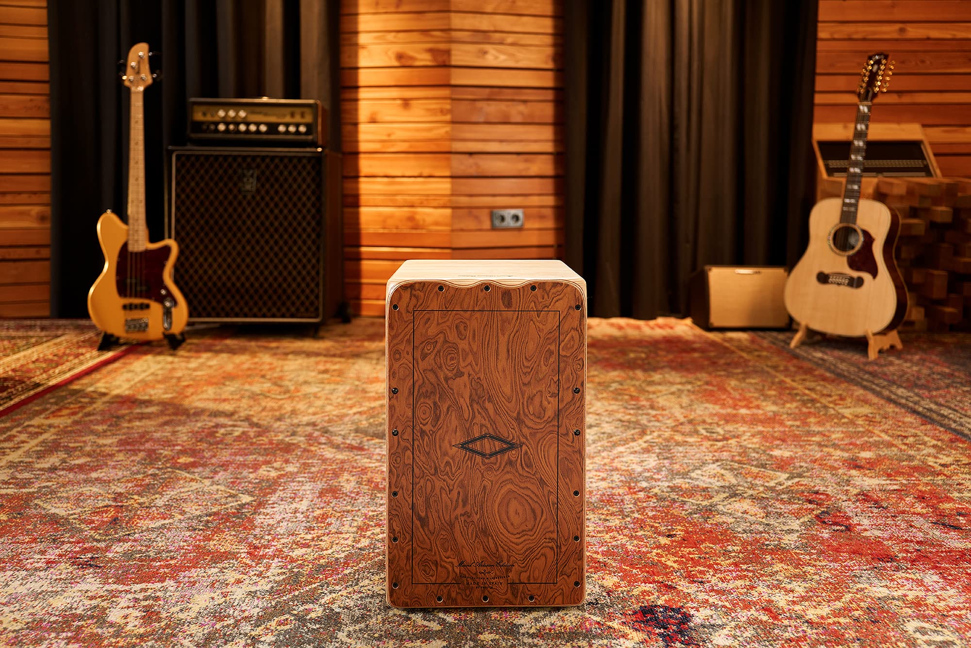 Meinl Artisan String Cajon with Lava Burl Frontplate / Baltic Birch Body - MADE IN SPAIN - Bulería Line, 2-YEAR WARRANTY (AEBLLB)