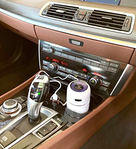 Omnie Edition 200ml Ultrasound Cute Robot Mini Humidifier for Car, Car Diffuser with Cool Mist with One Button Operations for Car Room Bedroom Desk Office Plants Lasting up to 8 HRS USB Charge (White)