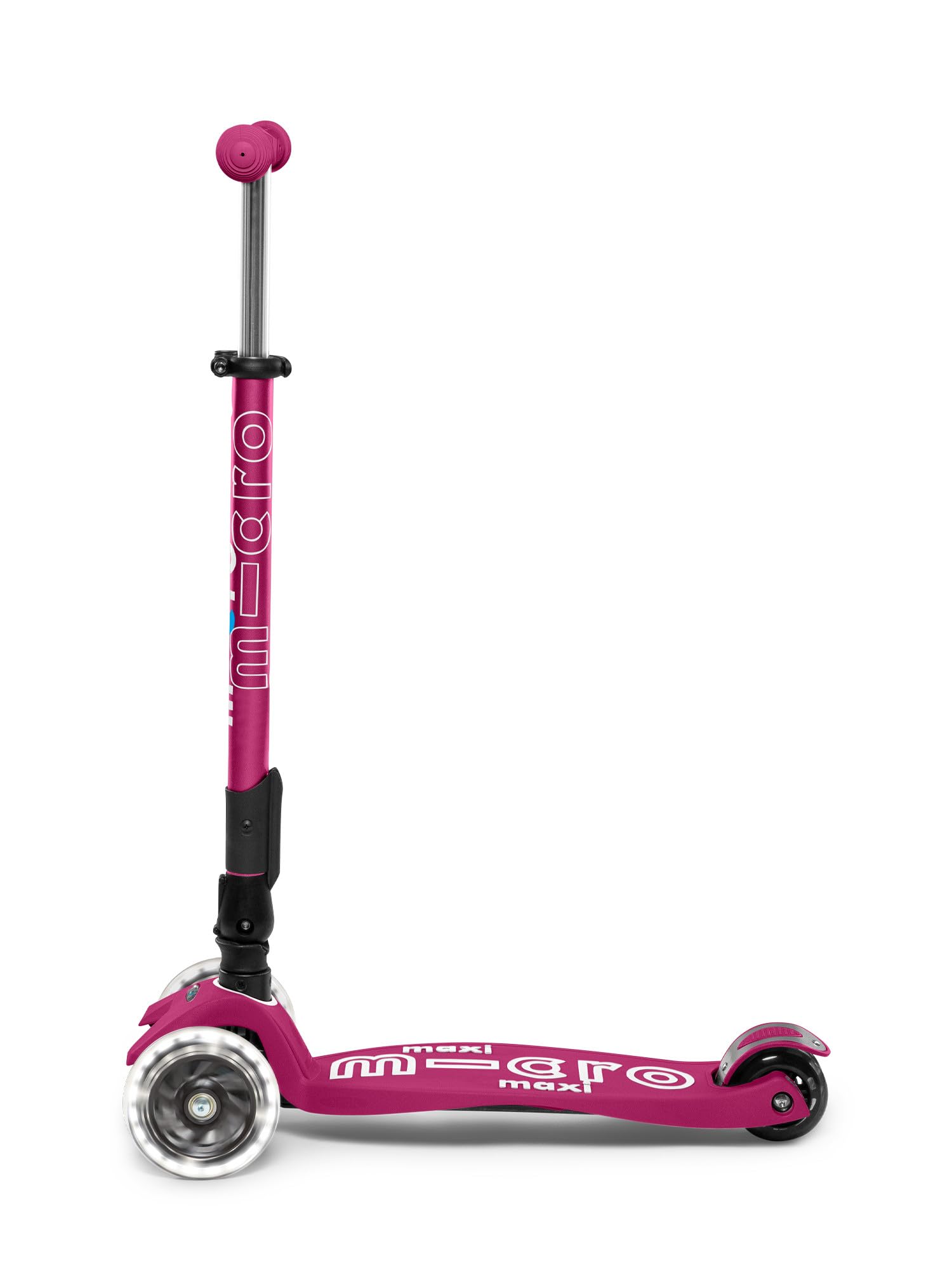 Micro Kickboard - Maxi Deluxe Foldable LED - Three Wheeled, Lean-to-Steer, Fold-to-Carry Swiss-Designed Micro Scooter for Kids with Motion-Activated Light-Up Wheels for Ages 5-12 (Navy Blue)