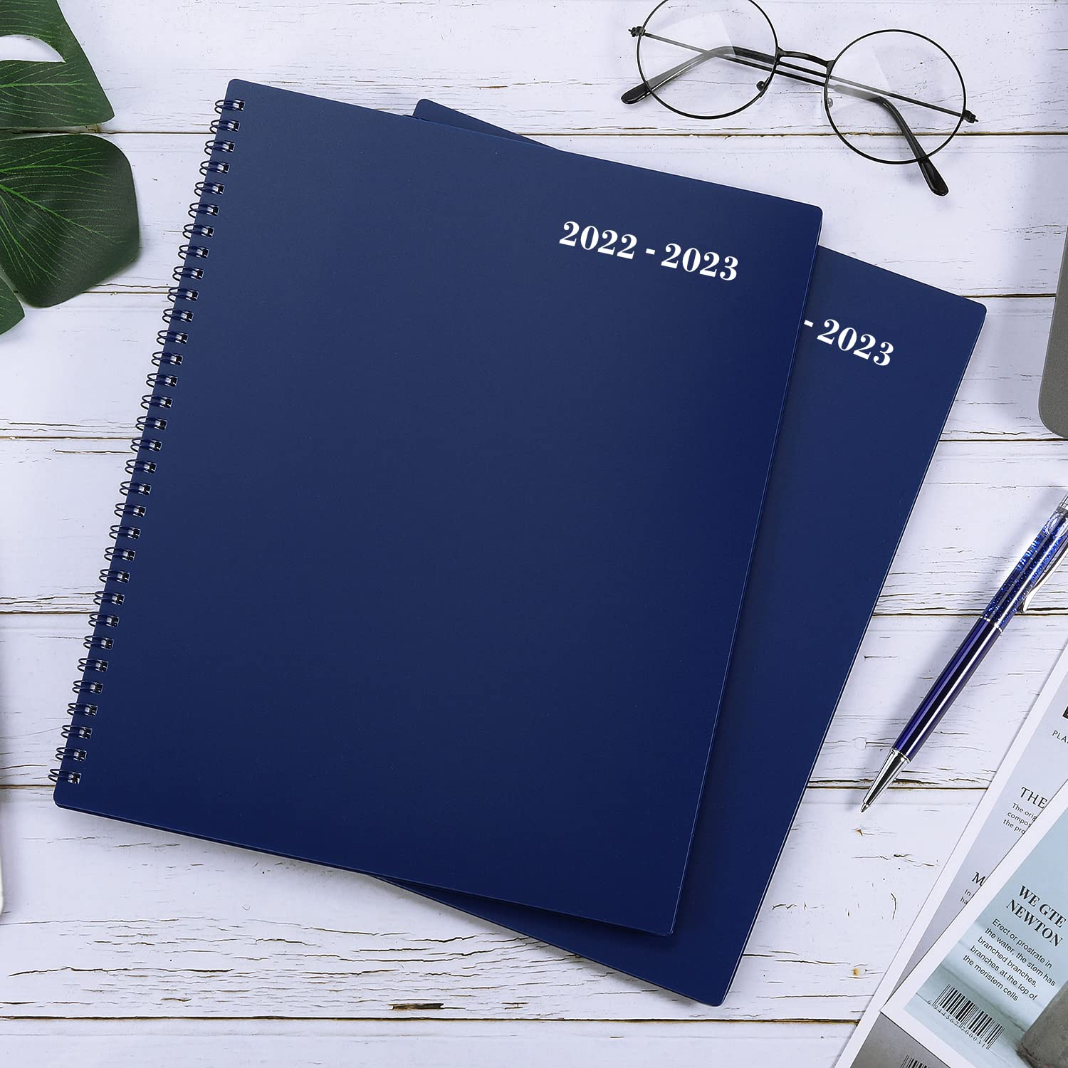 Monthly Planner 2022-2023 - 18-Month Planner with Tabs, Pocket, Label, Contacts and Passwords, 8.5" x 11", Jan. 2022 - Jun. 2023, Twin-Wire Binding - Navy Blue by Artfan