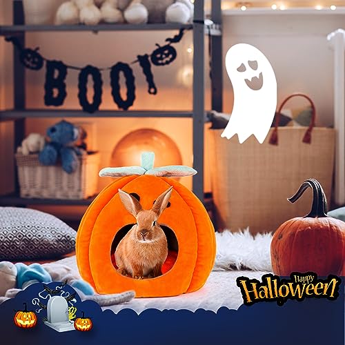 YUEPET Halloween Rabbit Bed Warm Bunny Hideout House, Cozy Washable Small Animal Hideout for Guinea Pig Rabbit Bunny Ferret Chinchilla 11.8"×11.8"