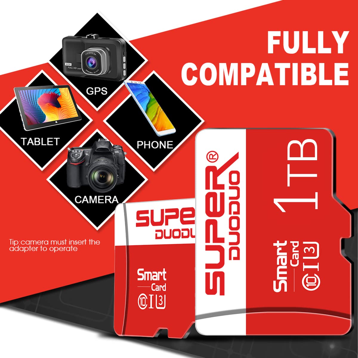 Micro SD Card 1TB Micro SD Memory Cards 1TB Class 10 Mini SD Card 1TB High Speed TF Card 1TB and Adapter for Camera,GOPRO,Cellphone,E-Reader,GOPRO