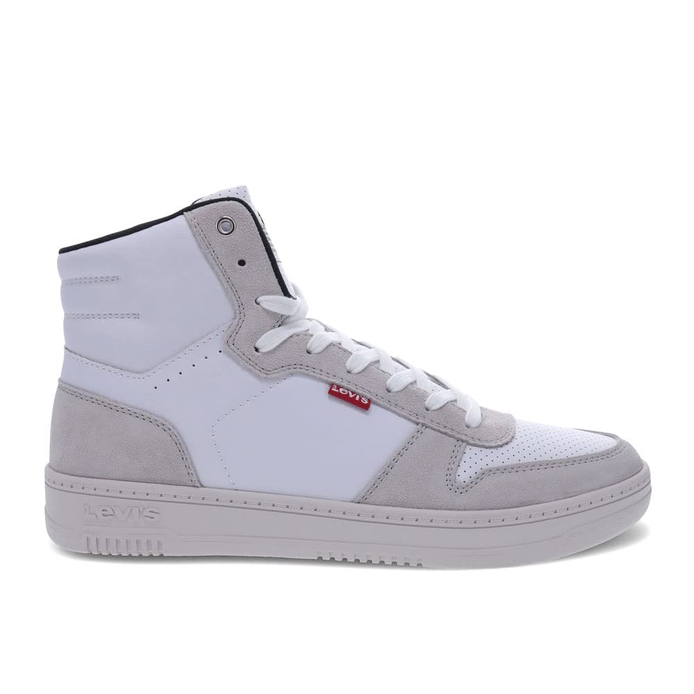 Levi's Mens Drive Hi Vegan Synthetic Leather Casual Hightop Sneaker Shoe, White/Grey, 10.5 M