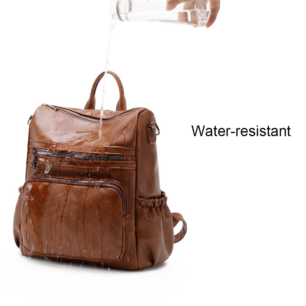 Shaelyka Convertible Backpack Purse for Women, Water-resistant Backpack with Anti-theft Pocket, Brown