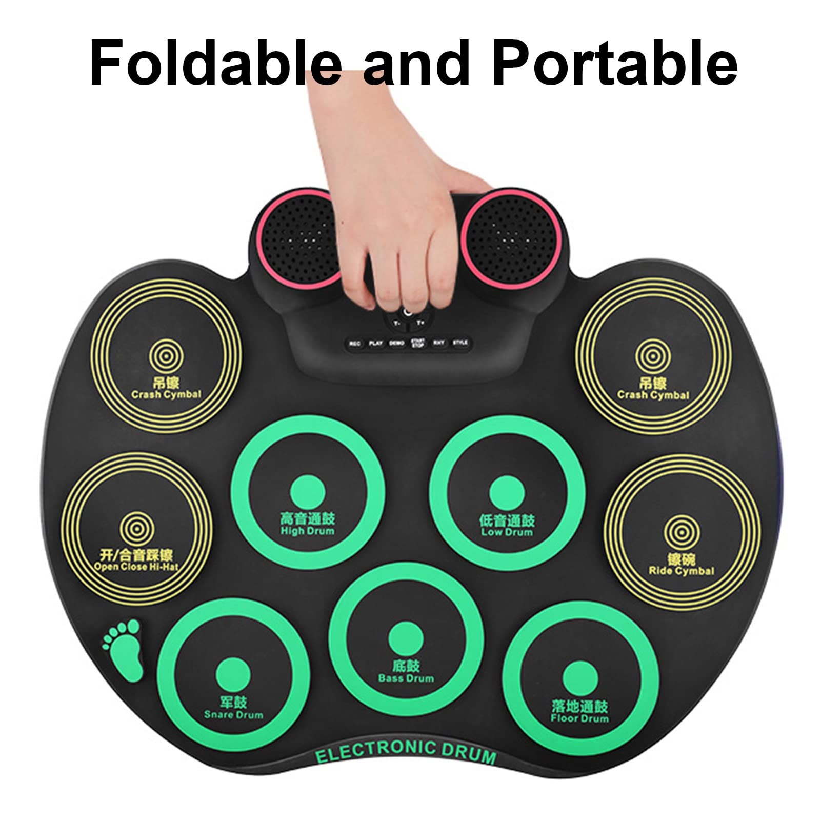 TUU Electronic Drum Set for Beginners 9 Pads Digital Drum Kit Portable Roll Up Drum Practice Pad Tabletop Drum Set Built-in Speakers with Drum Sticks and Pedals Great Christmas Birthday Gifts