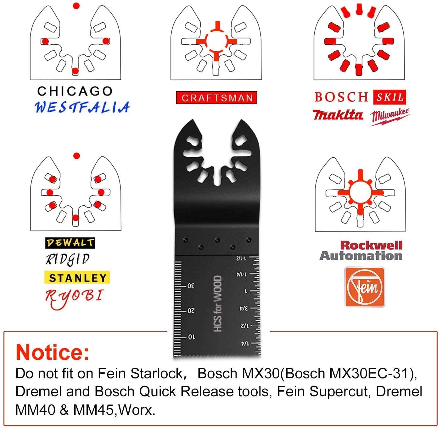 LIGHTIMETUNNEL Oscillating Saw Blades 35 PCS Metal Wood Multitool Blades Quick Release Cutting Blade Fit Dewalt Milwaukee Chicago Rockwell Fein Bosch Multimaster Makita