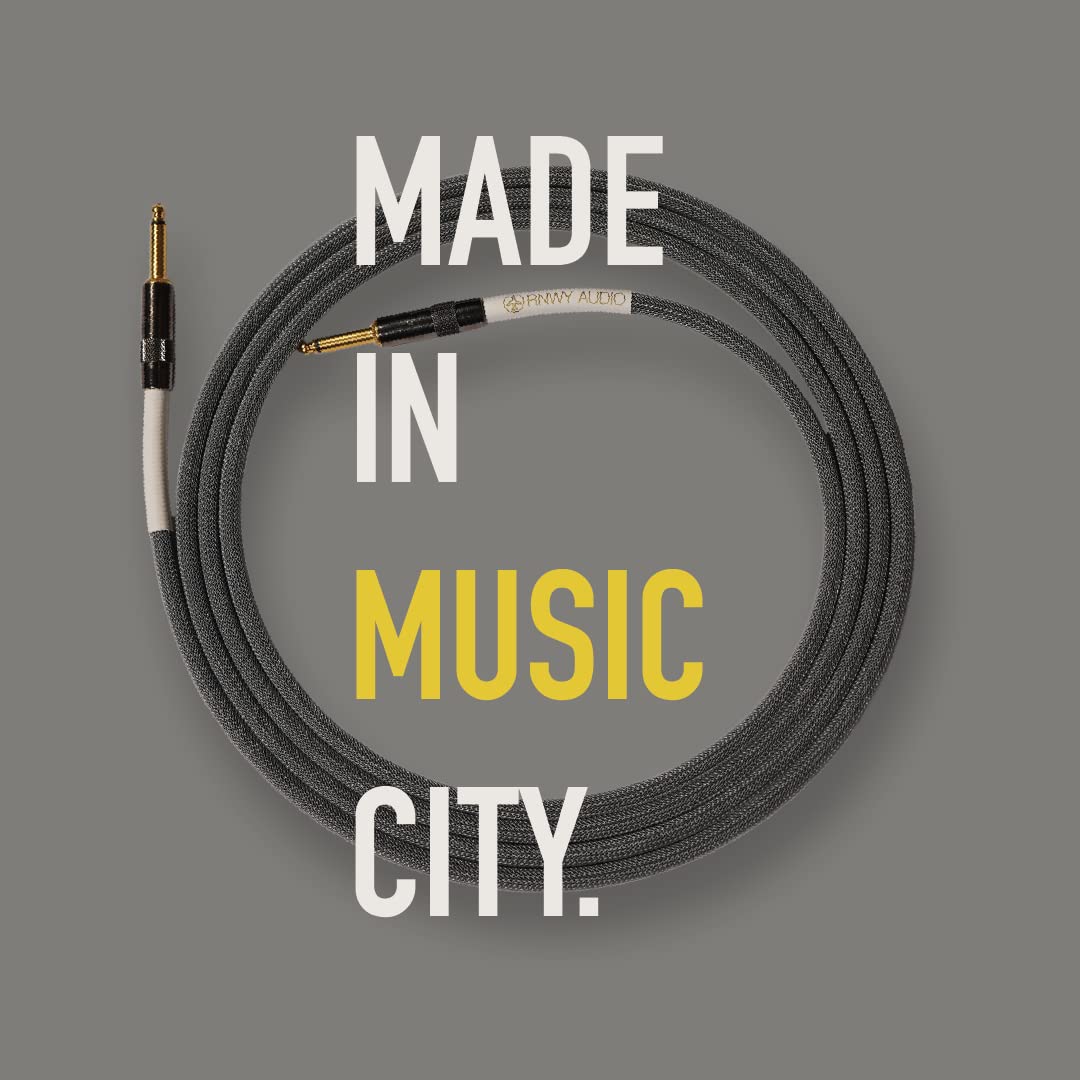 Runway Audio Instrument Cable - Lowest Capacitance Cable on The Market (15ft, Straight to Right Angle, Black-Out)