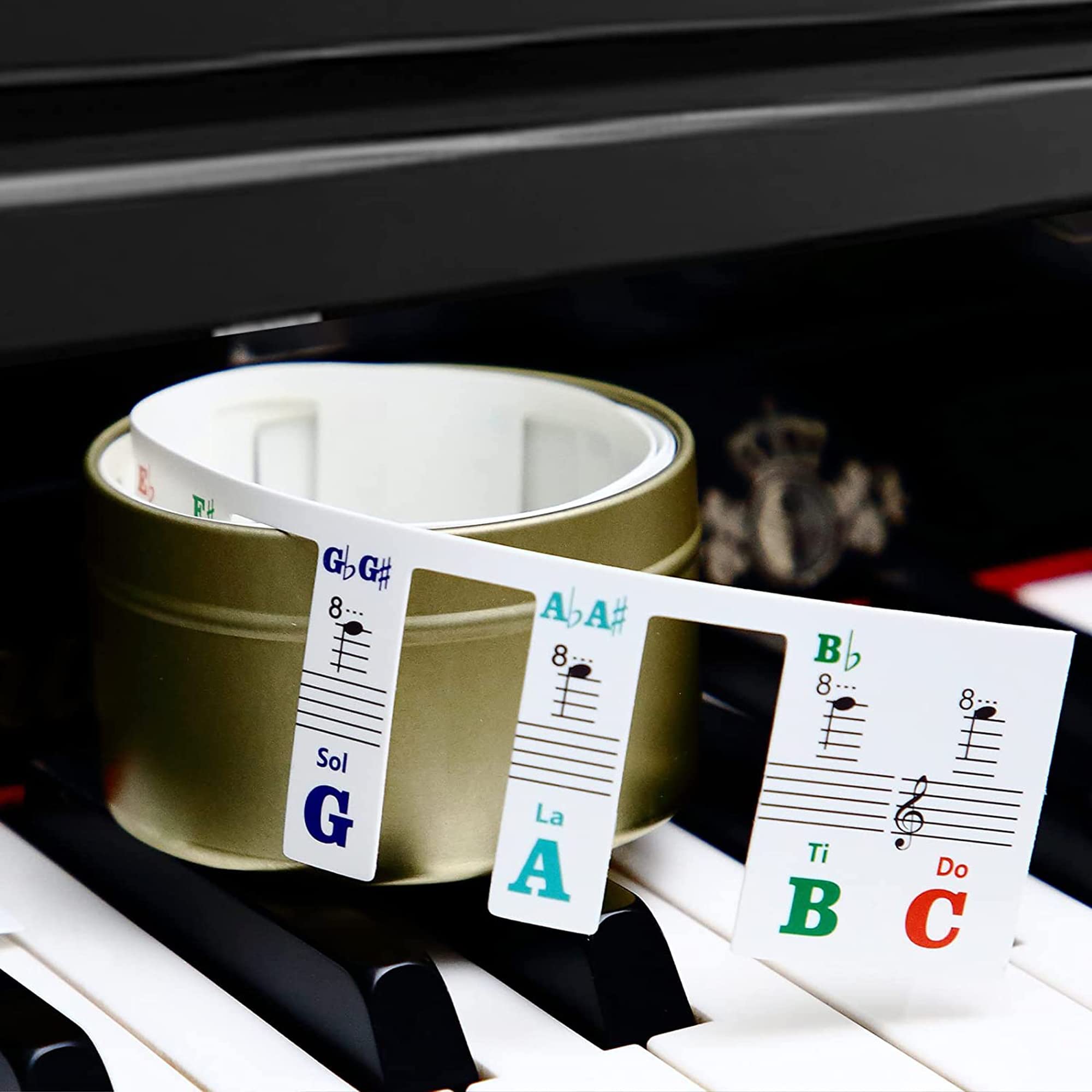 WOJIM - Removable Piano Keyboard Note Labels,Piano Notes Guide & Piano Key Guide,61 Keys Piano keyboard,Say Goodbye to Piano Stickers & Piano Keyboard Stickers (Colorful)