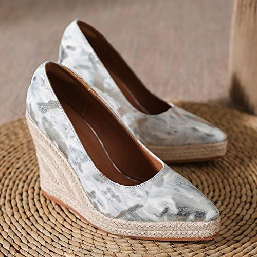 Spring and Autumn New Slope Heel Thick Sole Pointed Shallow High Heel Slope Heel Shoes Hidden Wedge Tall Boots Women