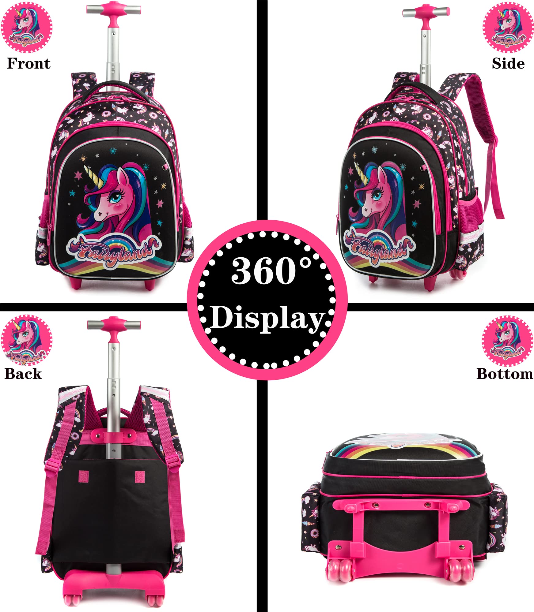 Meetbelify Kids Rolling Backpack with Wheels for Boys Rolling Backpacks with Lunch Box Set for Elementary Student Trolley Trip Travel Suitcase Laptop Luggage for Boys Age 6-8