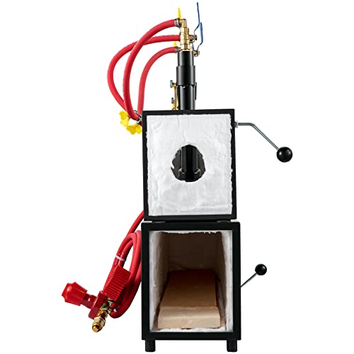Vevor Farrier Furnace with Three Large Capacity Portable Metal Propane Knife Forge, 3 Burners, Black